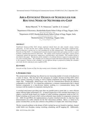 Area-Efficient Design of Scheduler for Routing Node of Network-On-Chip | PDF