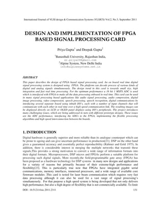 Design and Implementation of FPGA Based Signal Processing Card | PDF