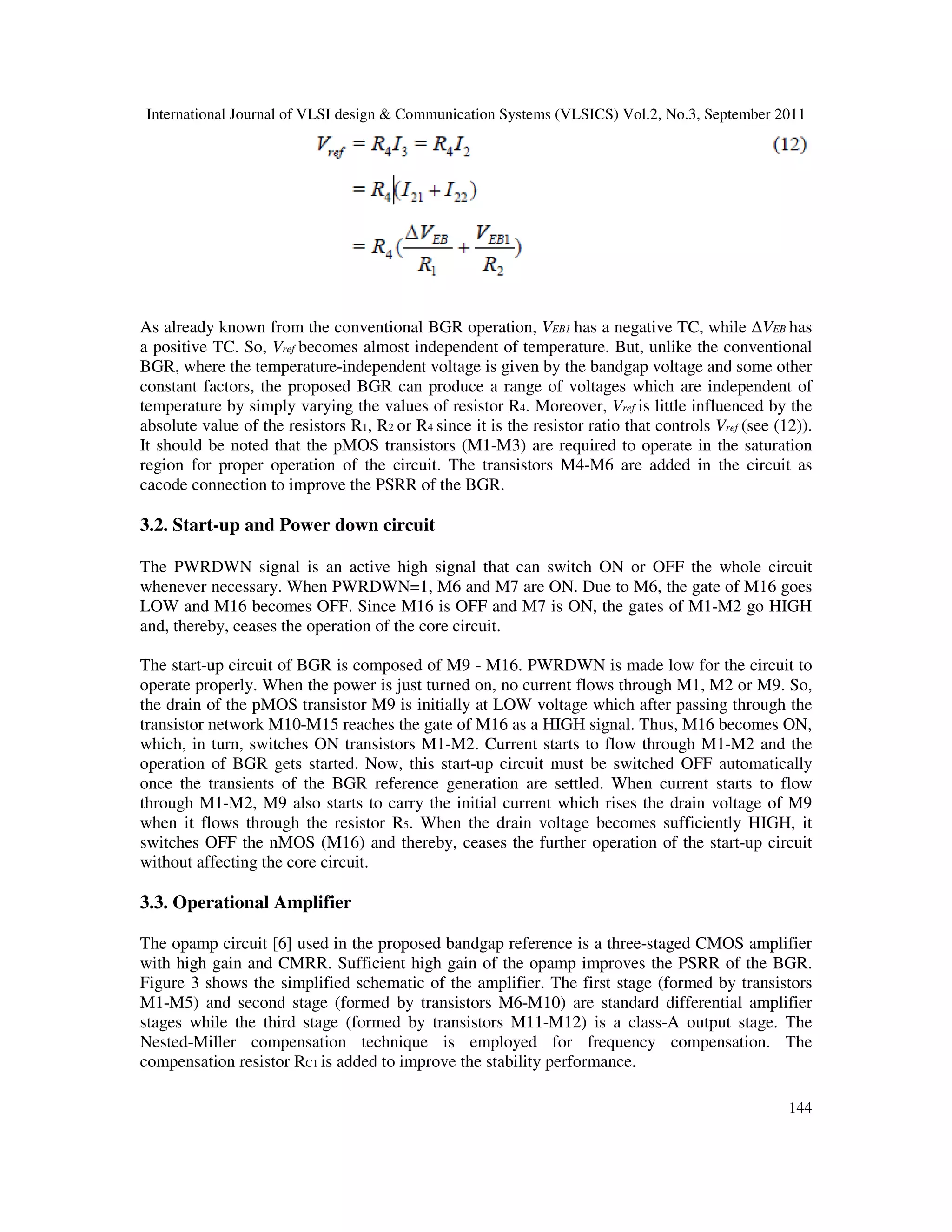 DESIGN OF A CMOS BANDGAP REFERENCE WITH LOWTEMPERATURE COEFFICIENT AND HIGH POWER SUPPLY ...