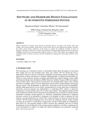 SOFTWARE AND HARDWARE DESIGN CHALLENGES IN AUTOMOTIVE EMBEDDED SYSTEM ...