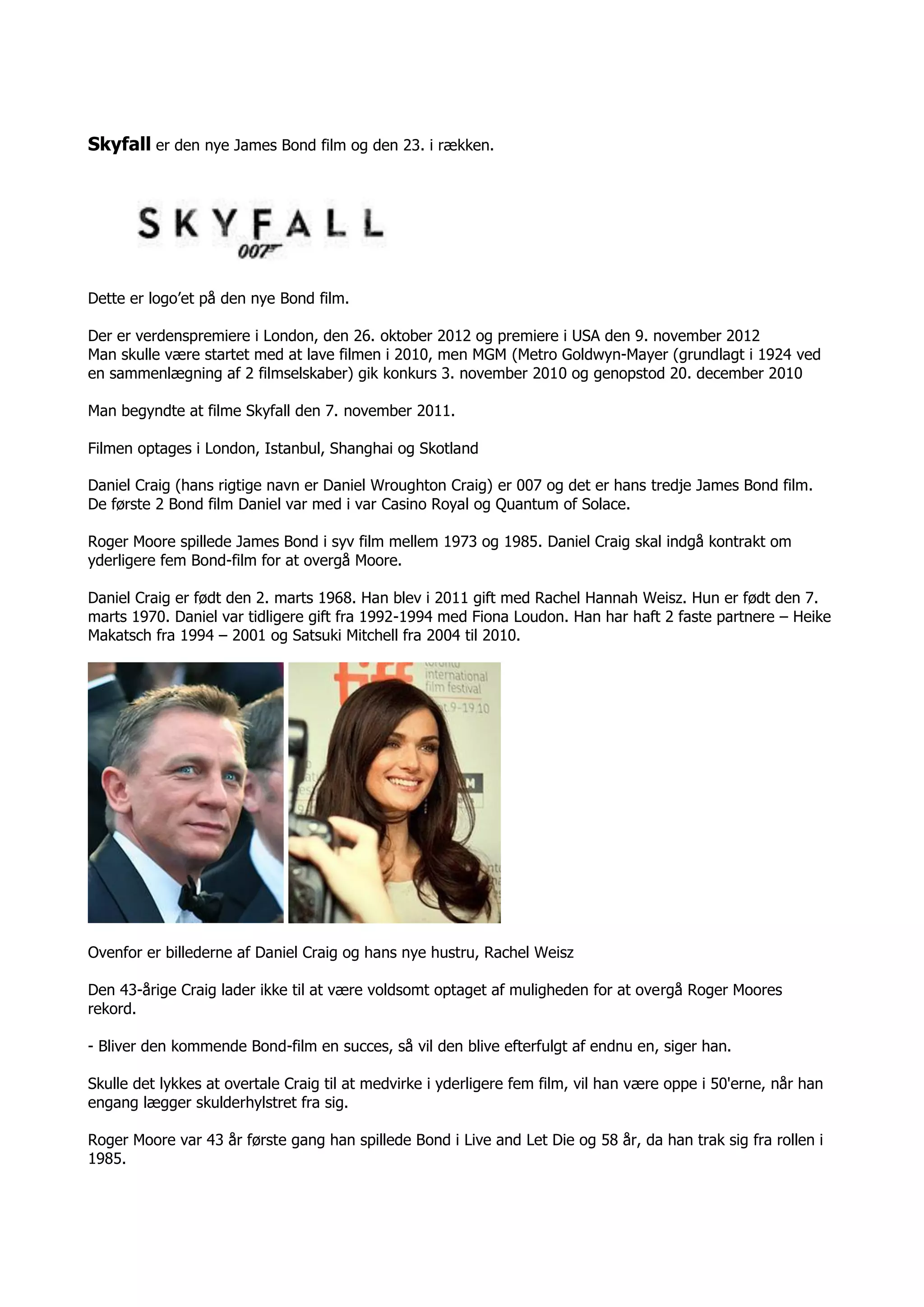 Skyfall (Danish text) | PDF