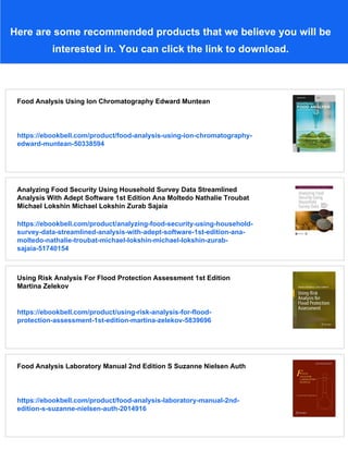Food Analysis Using Ion Chromatography Edward Muntean | PDF
