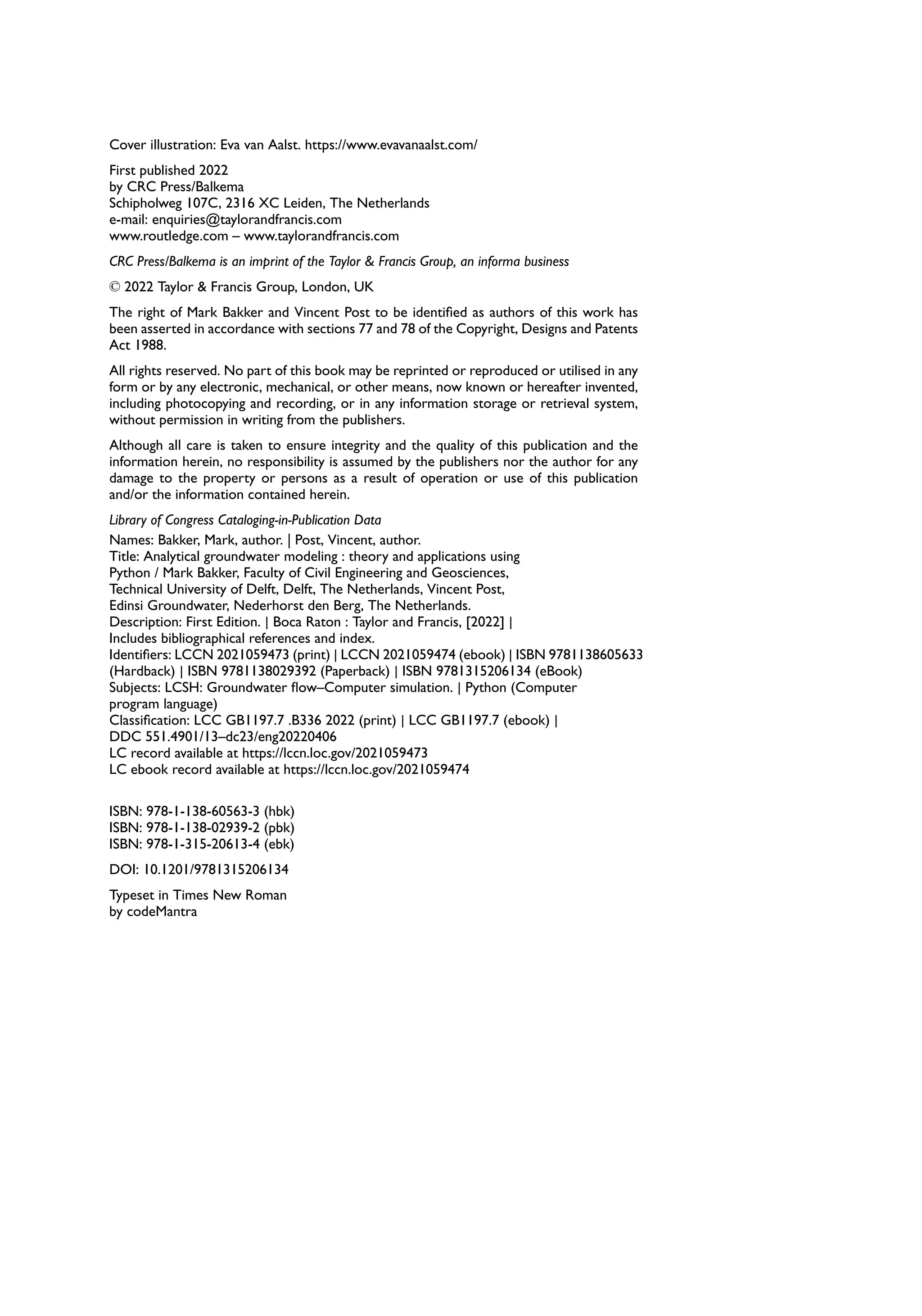 Analytical Groundwater Modeling Theory And Applications Using Python Mark Bakker | PDF