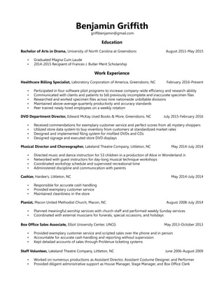 Benjamin Griffith Resume LinkedIn | PDF