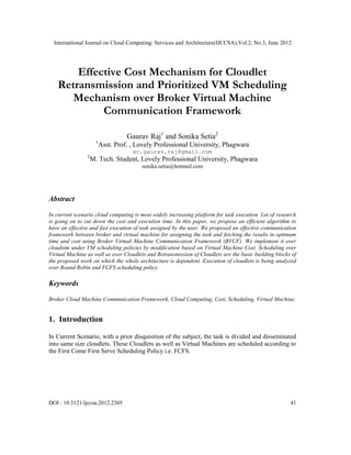 Effective Cost Mechanism for Cloudlet Retransmission and Prioritized VM Scheduling Mechanism ...