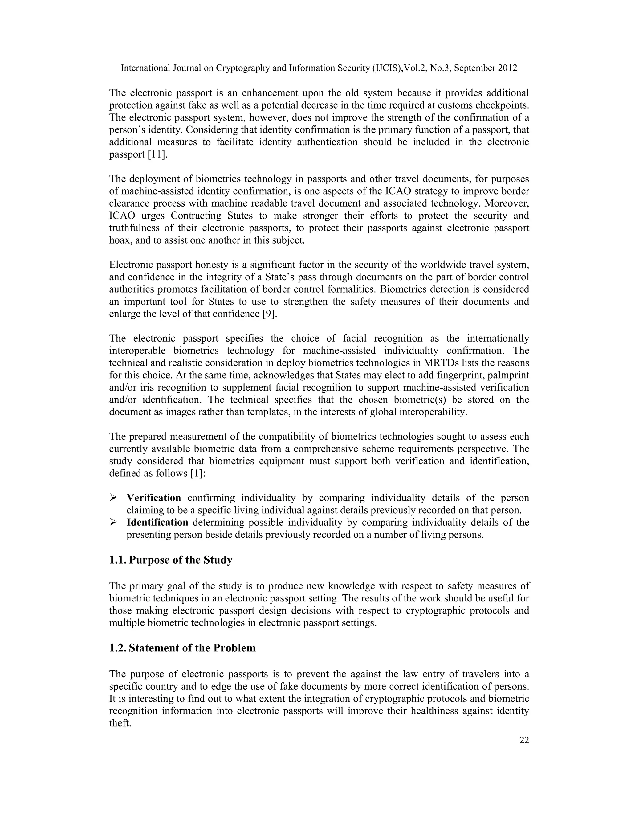 Safety Measures and Privacy in E-Passport Scheme using Cryptographic Protocols and Biometrics ...