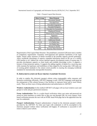 Safety Measures and Privacy in E-Passport Scheme using Cryptographic Protocols and Biometrics ...