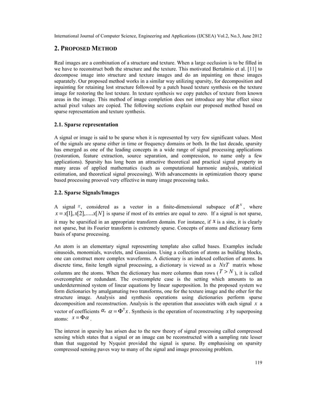 REMOVING OCCLUSION IN IMAGES USING SPARSE PROCESSING AND TEXTURE SYNTHESIS | PDF | 3-D Graphics ...