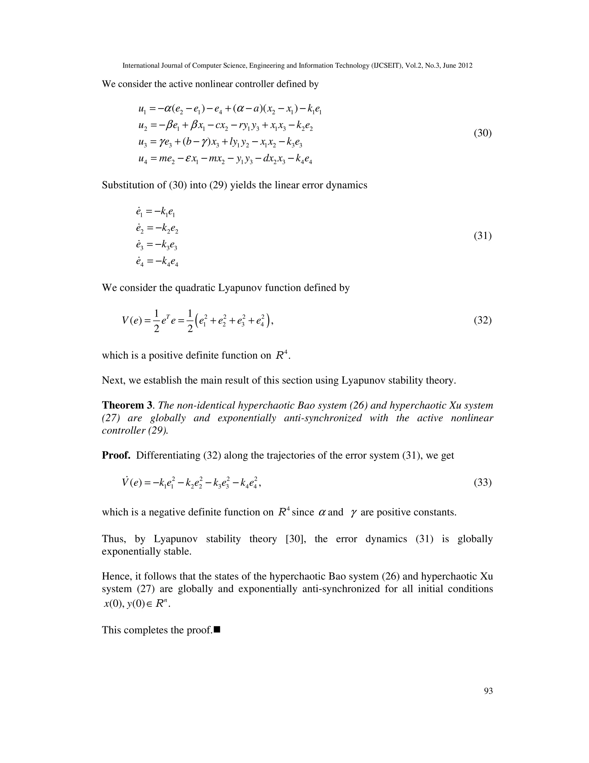ANTI-SYNCHRONIZATION OF HYPERCHAOTIC BAO AND HYPERCHAOTIC XU SYSTEMS VIA ACTIVE CONTROL | PDF