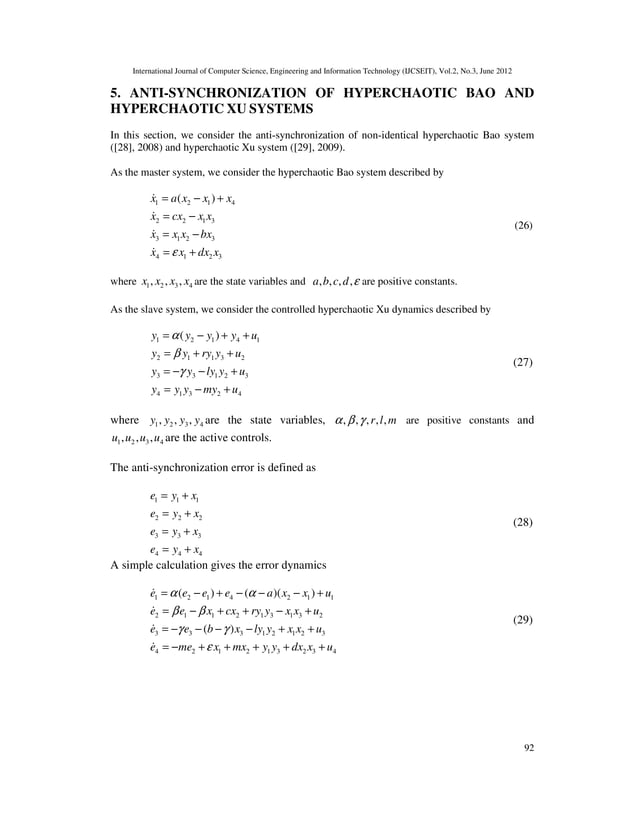 ANTI-SYNCHRONIZATION OF HYPERCHAOTIC BAO AND HYPERCHAOTIC XU SYSTEMS VIA ACTIVE CONTROL | PDF