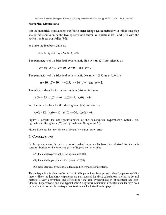 ANTI-SYNCHRONIZATION OF HYPERCHAOTIC BAO AND HYPERCHAOTIC XU SYSTEMS VIA ACTIVE CONTROL | PDF