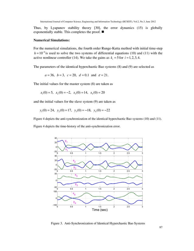 Anti Synchronization Of Hyperchaotic Bao And Hyperchaotic Xu Systems Via Active Control Pdf