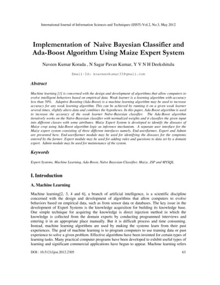 Implementation of Naive Bayesian Classifier and Ada-Boost Algorithm ...
