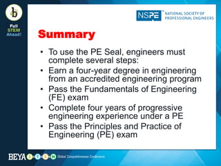 Licensure as a Professional Engineer -- Its Value and the Steps to Take ...