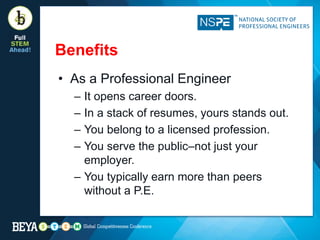 Licensure as a Professional Engineer -- Its Value and the Steps to Take ...