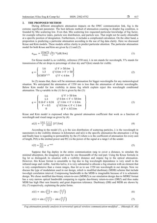 Fog attenuation penalty analysis in terrestrial optical wireless communication-modified duo ...