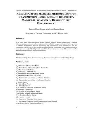 A MULTIPURPOSE MATRICES METHODOLOGY FOR TRANSMISSION USAGE, LOSS AND ...