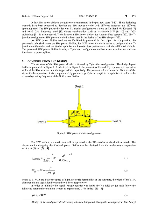 Design of Ku-band power divider using Substrate Integrated Waveguide technique | PDF