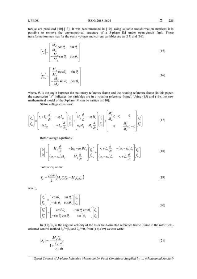 Speed Control of 3-phase Induction Motors under Fault Conditions Supplied by Wind Turbine Using ...