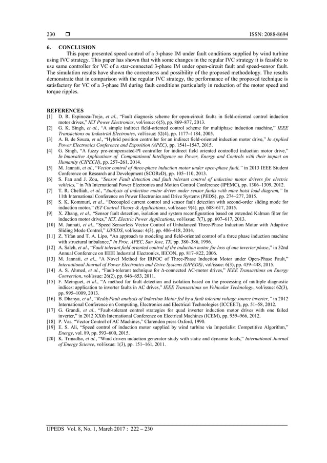 Speed Control of 3-phase Induction Motors under Fault Conditions Supplied by Wind Turbine Using ...
