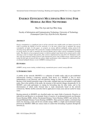 Energy Efficient Multipath Routing For Mobile Ad Hoc Networks | PDF