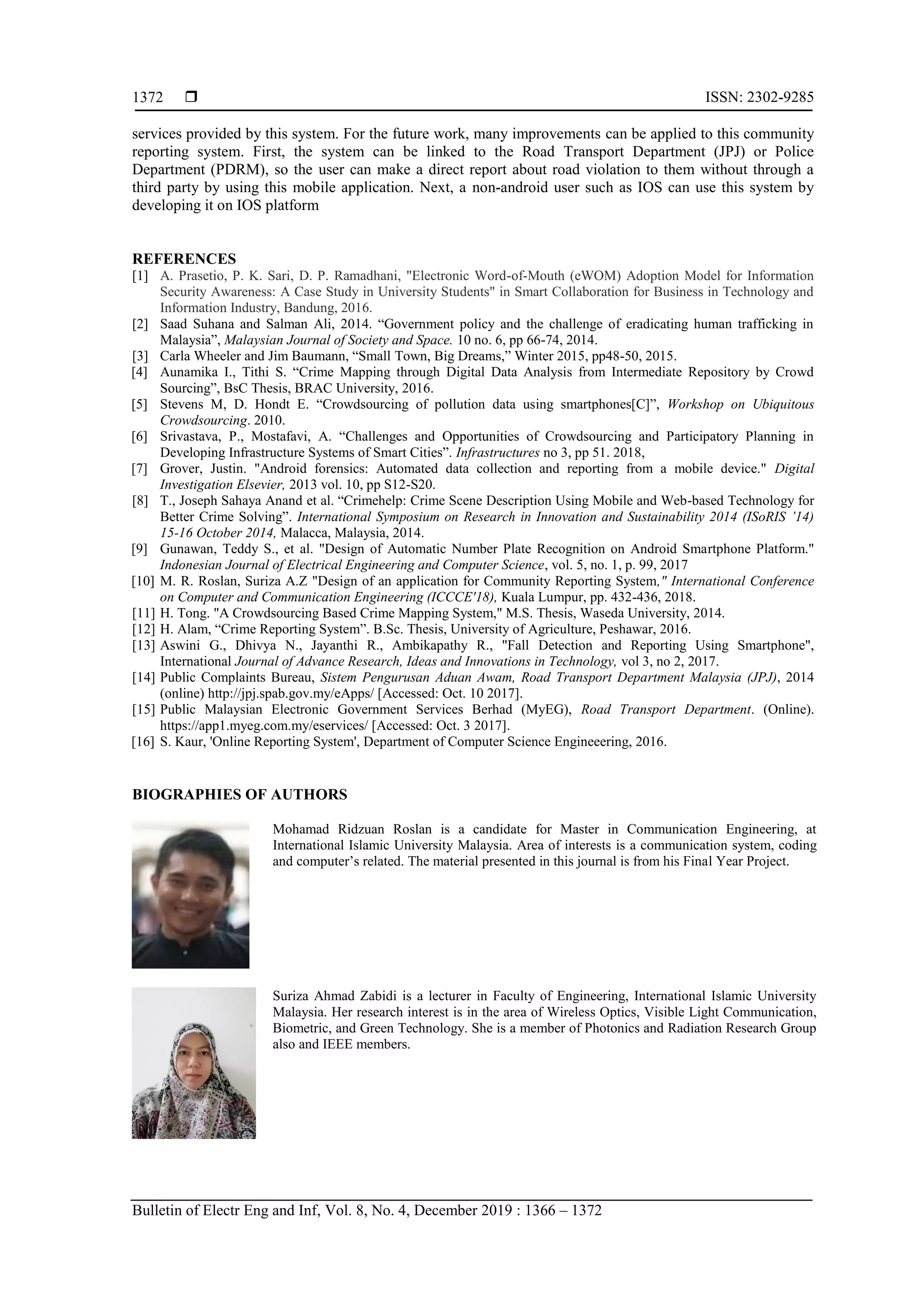 Community reporting system: road violation | PDF