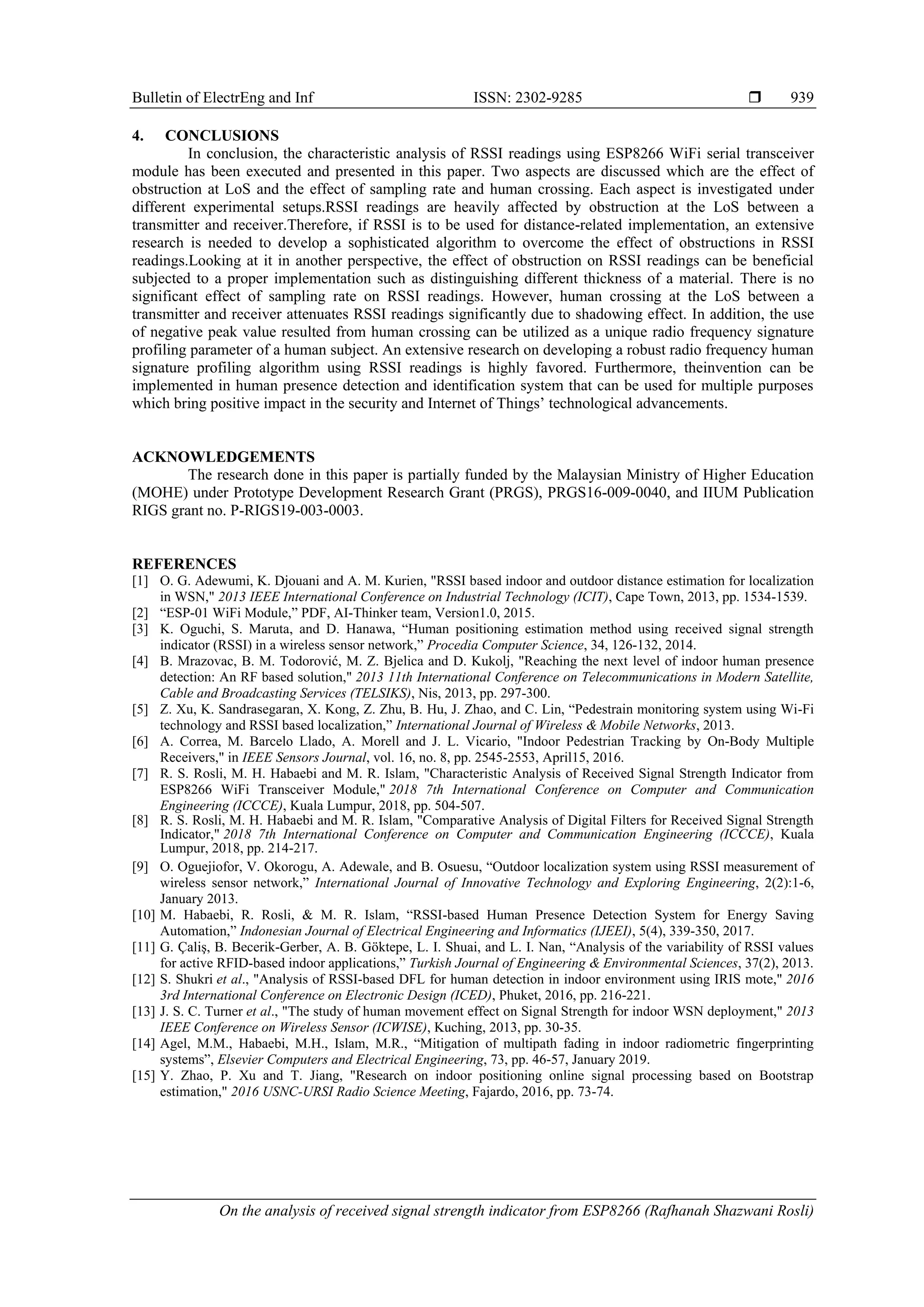 On the analysis of received signal strength indicator from ESP8266 | PDF