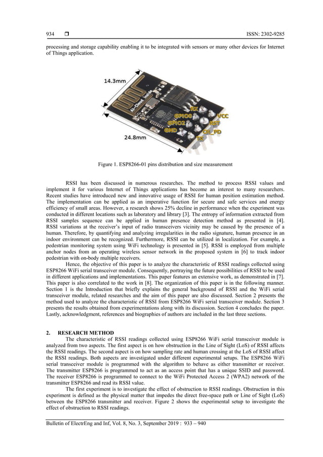 On the analysis of received signal strength indicator from ESP8266 | PDF
