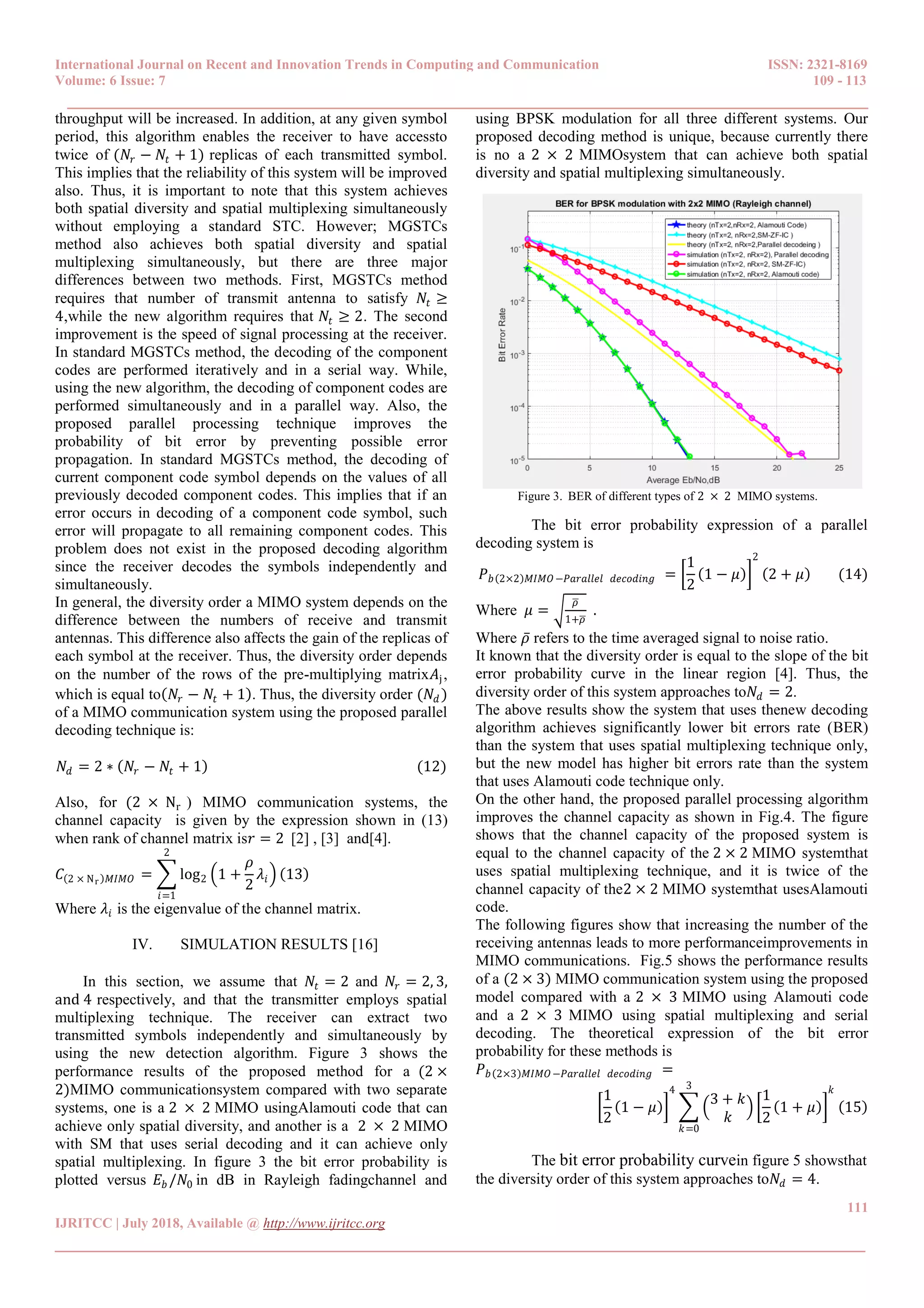 A New Detection and Decoding Technique for (2×N_r ) MIMO Communication Systems | PDF