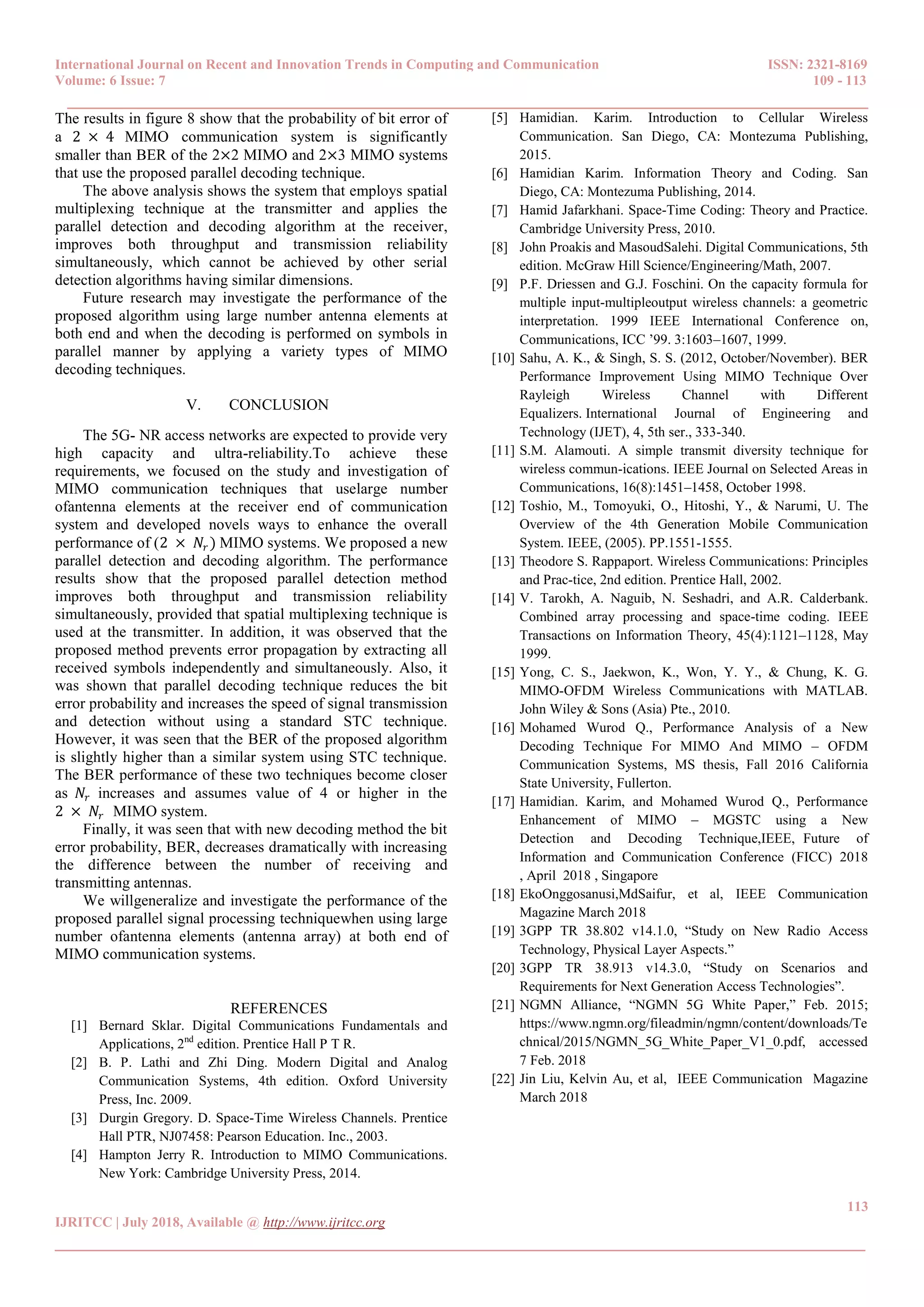 A New Detection and Decoding Technique for (2×N_r ) MIMO Communication Systems | PDF