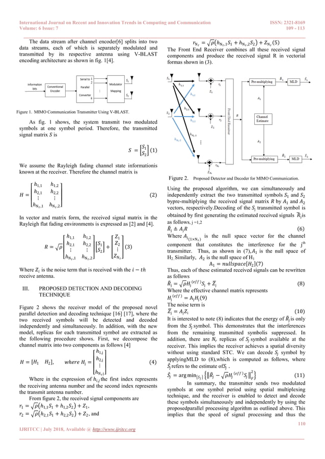 A New Detection and Decoding Technique for (2×N_r ) MIMO Communication Systems | PDF
