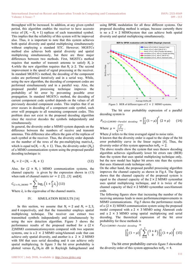A New Detection And Decoding Technique For 2×n R Mimo Communication