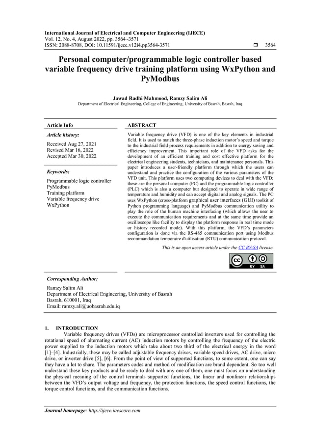 Personal computer/programmable logic controller based variable frequency drive training platform ...