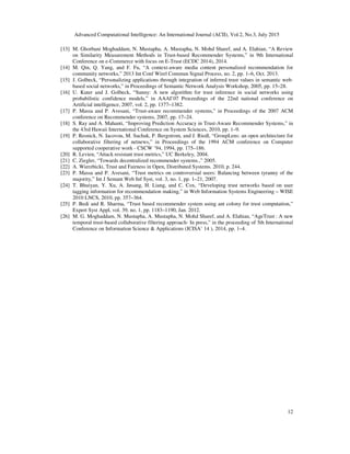 Trust Metrics In Recommender System : A Survey | PDF