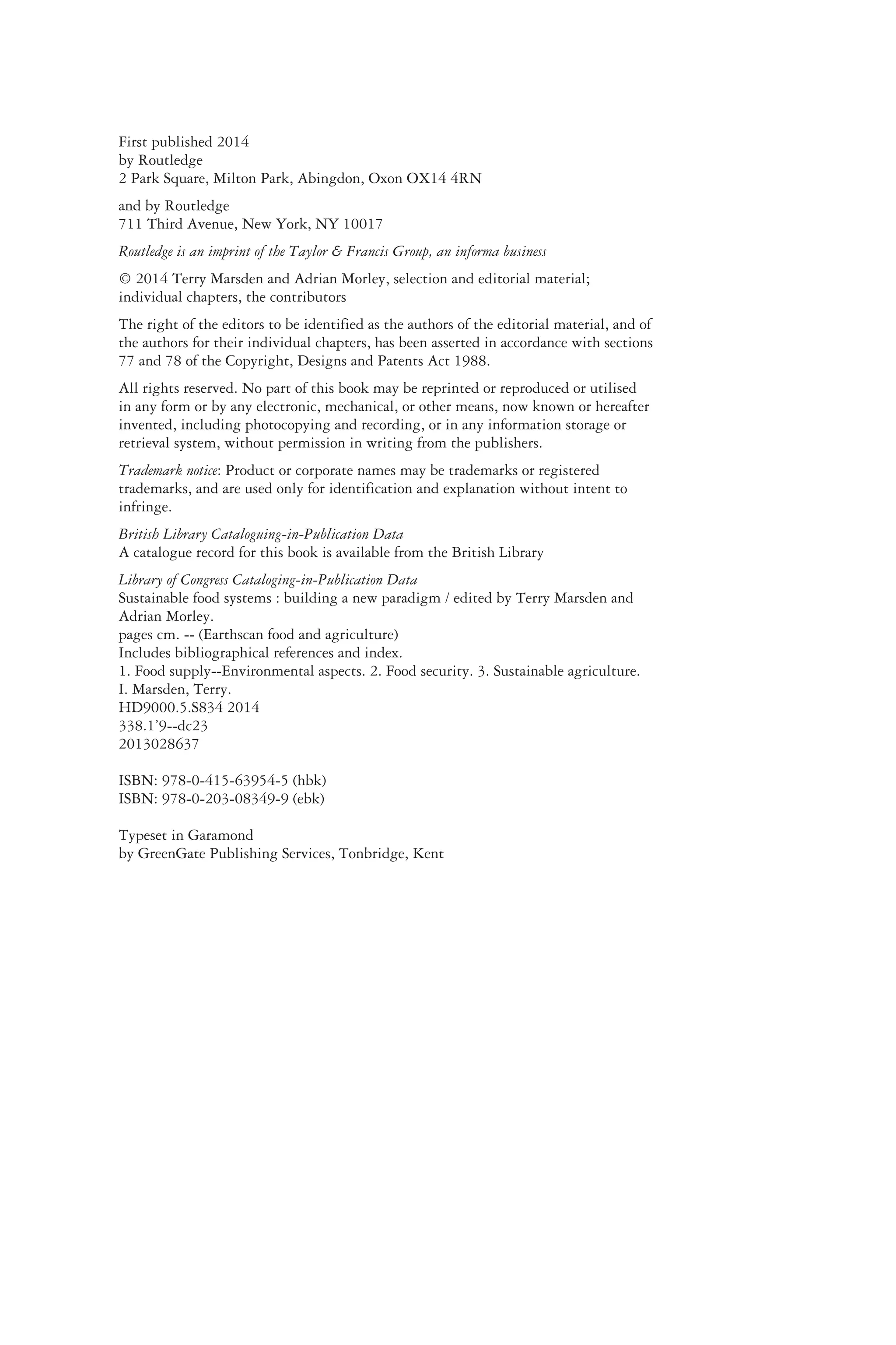 Sustainable Food Systems Building A New Paradigm Terry Marsden | PDF