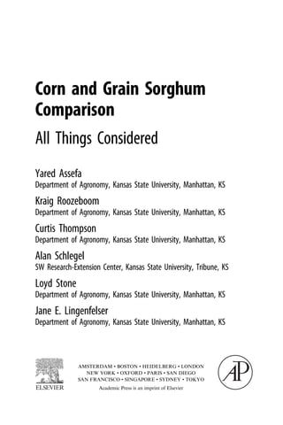 Corn And Grain Sorghum Comparison Yared Assefa Kraig Roozeboom | PDF