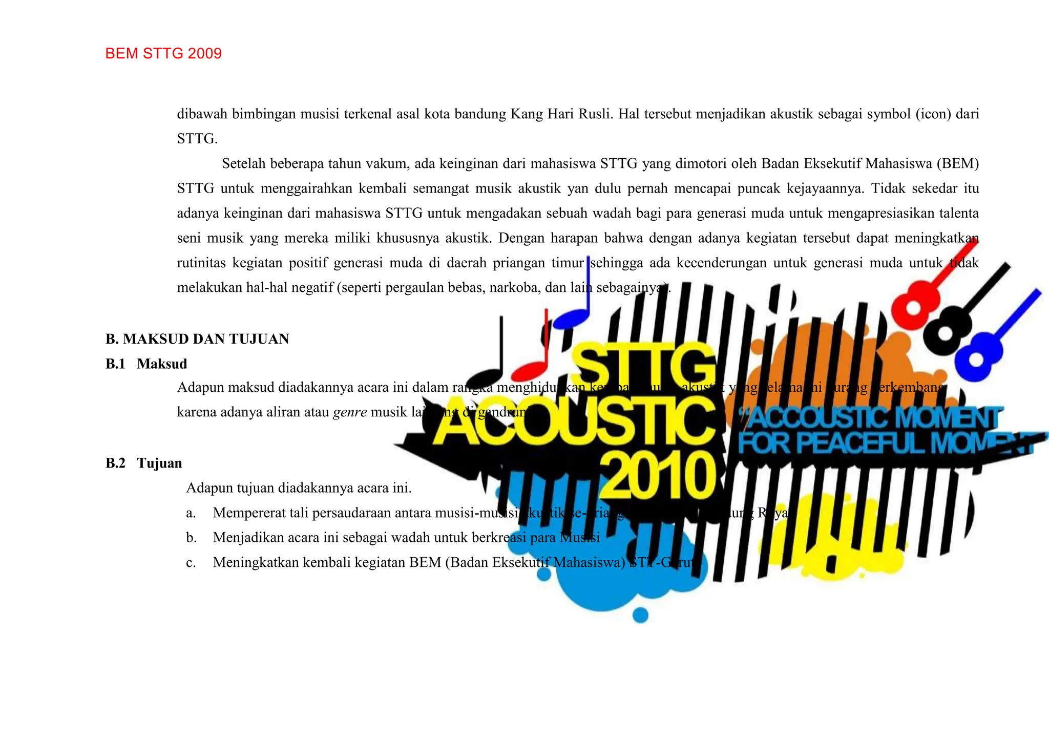 Proposal Festival Accoustic Music Tahun 2010 | DOCX