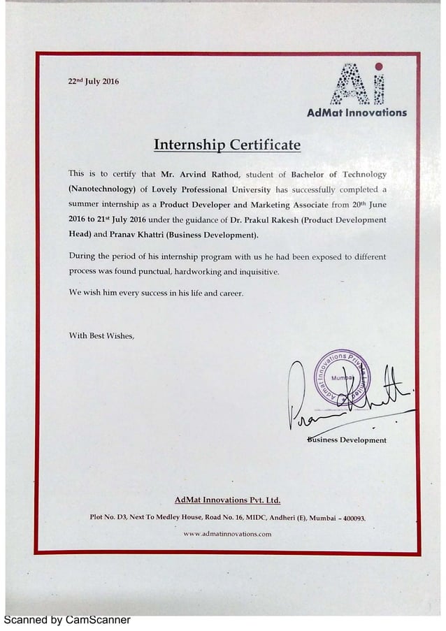 internship certificate | PDF