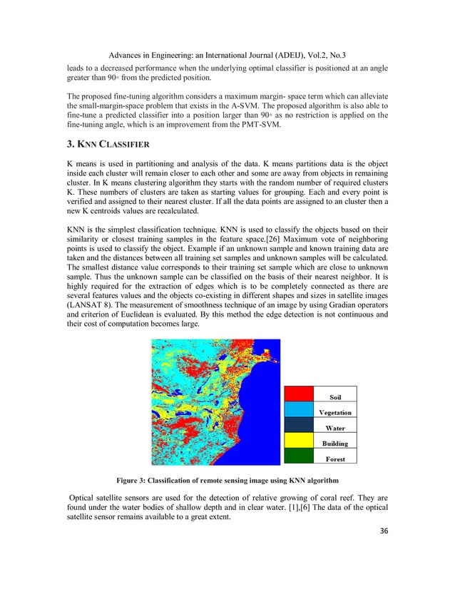 CLASSIFICATION AND COMPARISION OF REMOTE SENSING IMAGE USING SUPPORT VECTOR MACHINE AND K ...