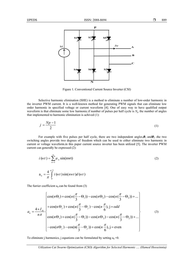 Utlization Cat Swarm Optimization Algorithm for Selected Harmonic Elemination in Current Source ...