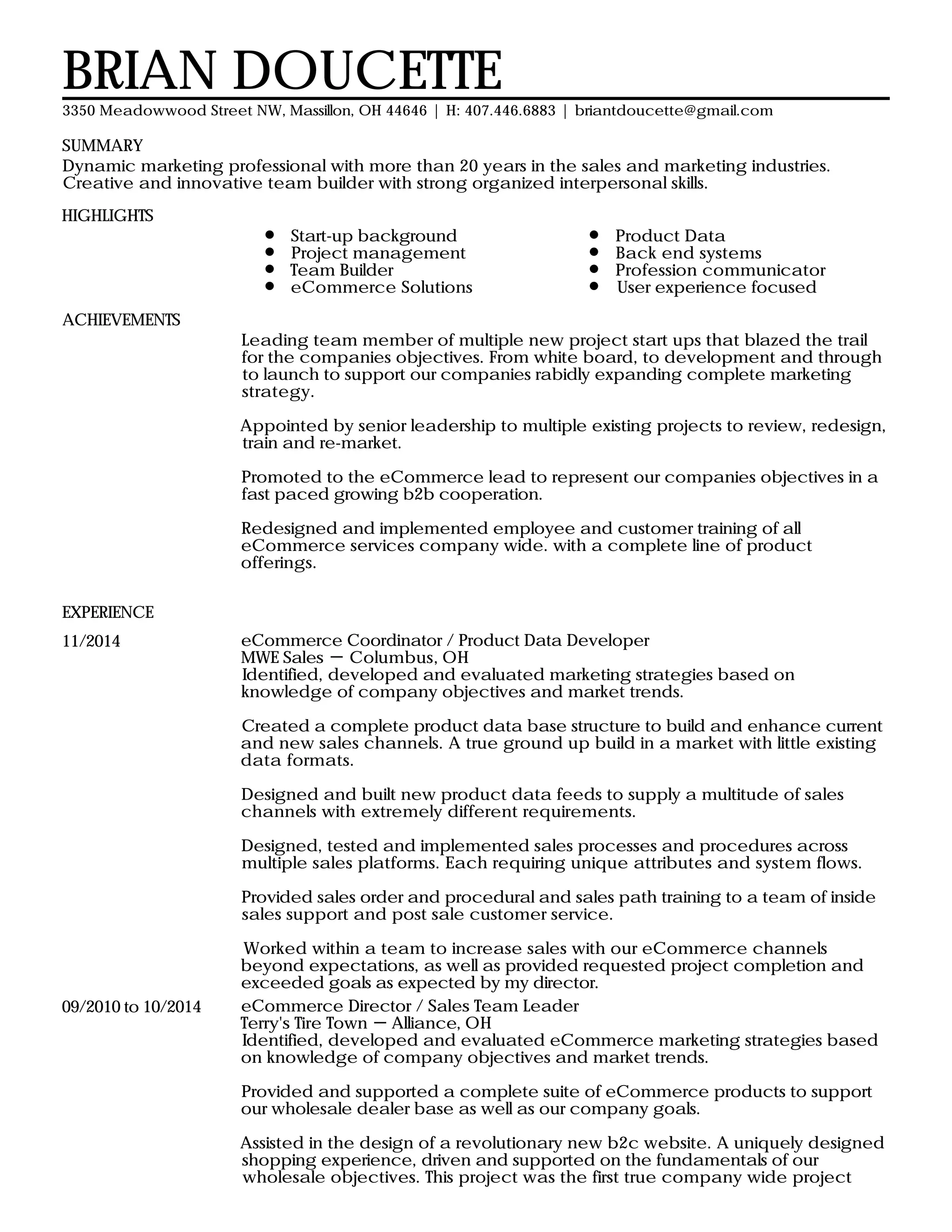 Brian Doucette Resume Updated 111516 | PDF