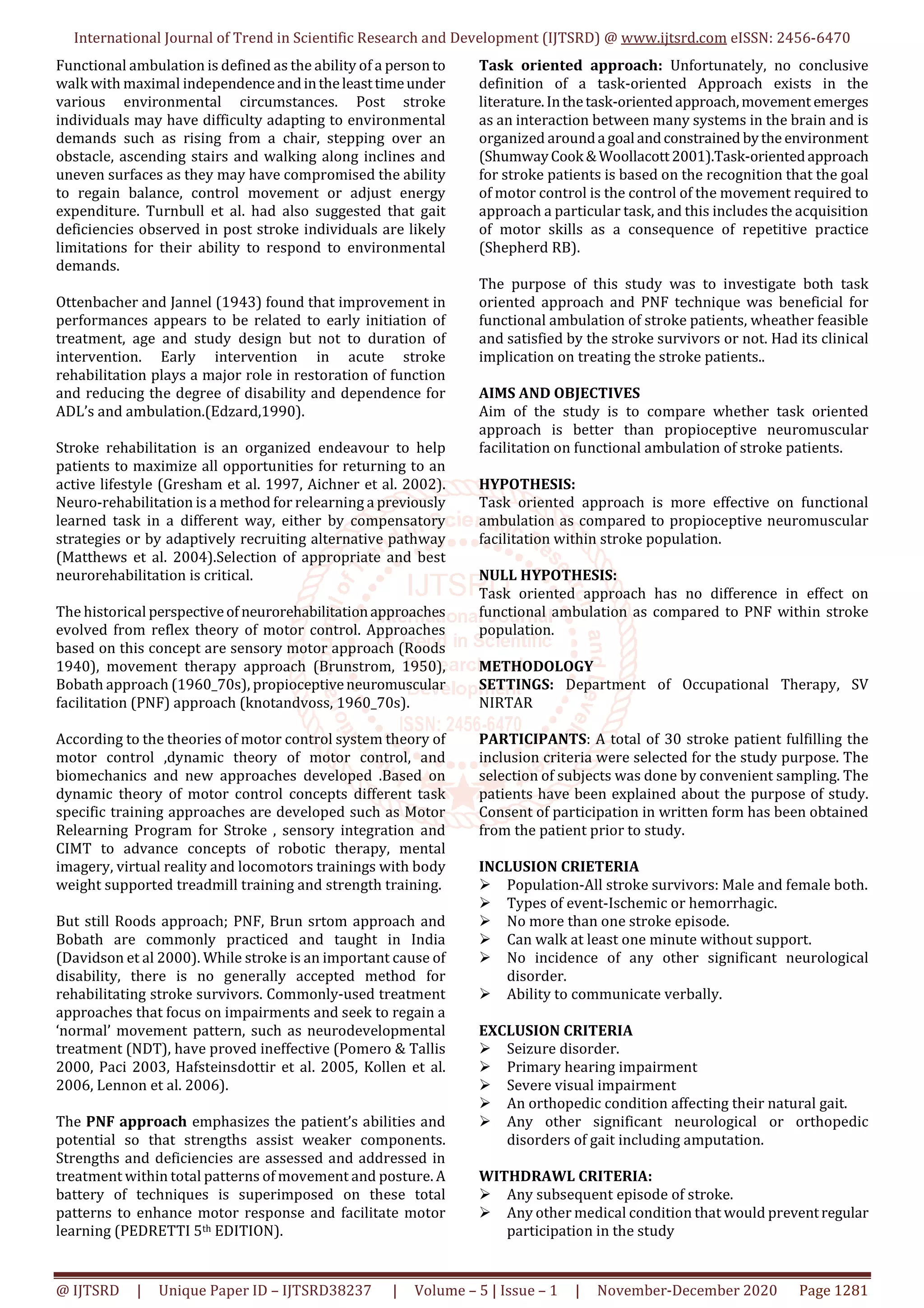 Comparison of Task Oriented Approach Versus Proprioceptive ...