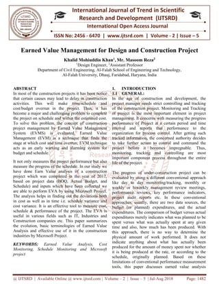 Earned Value Management for Design and Construction Project | PDF