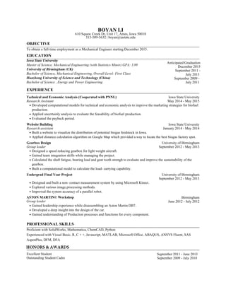 Boyan Li Resume | PDF