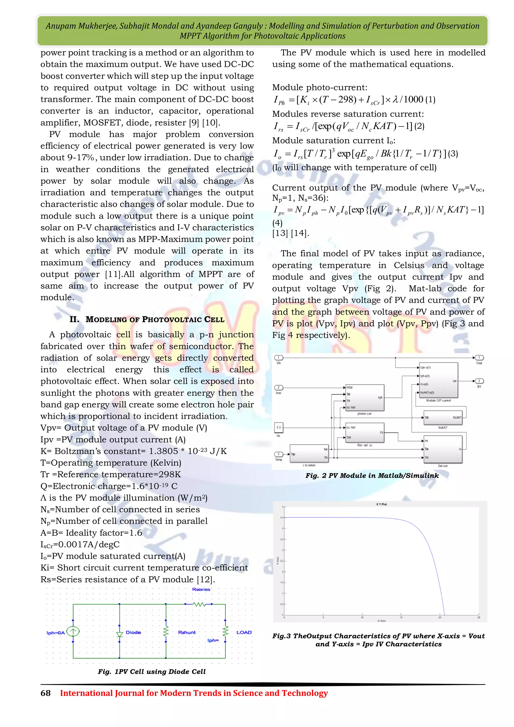 Modelling And Simulation Of Perturbation And Observation Mppt Algorithm 2102