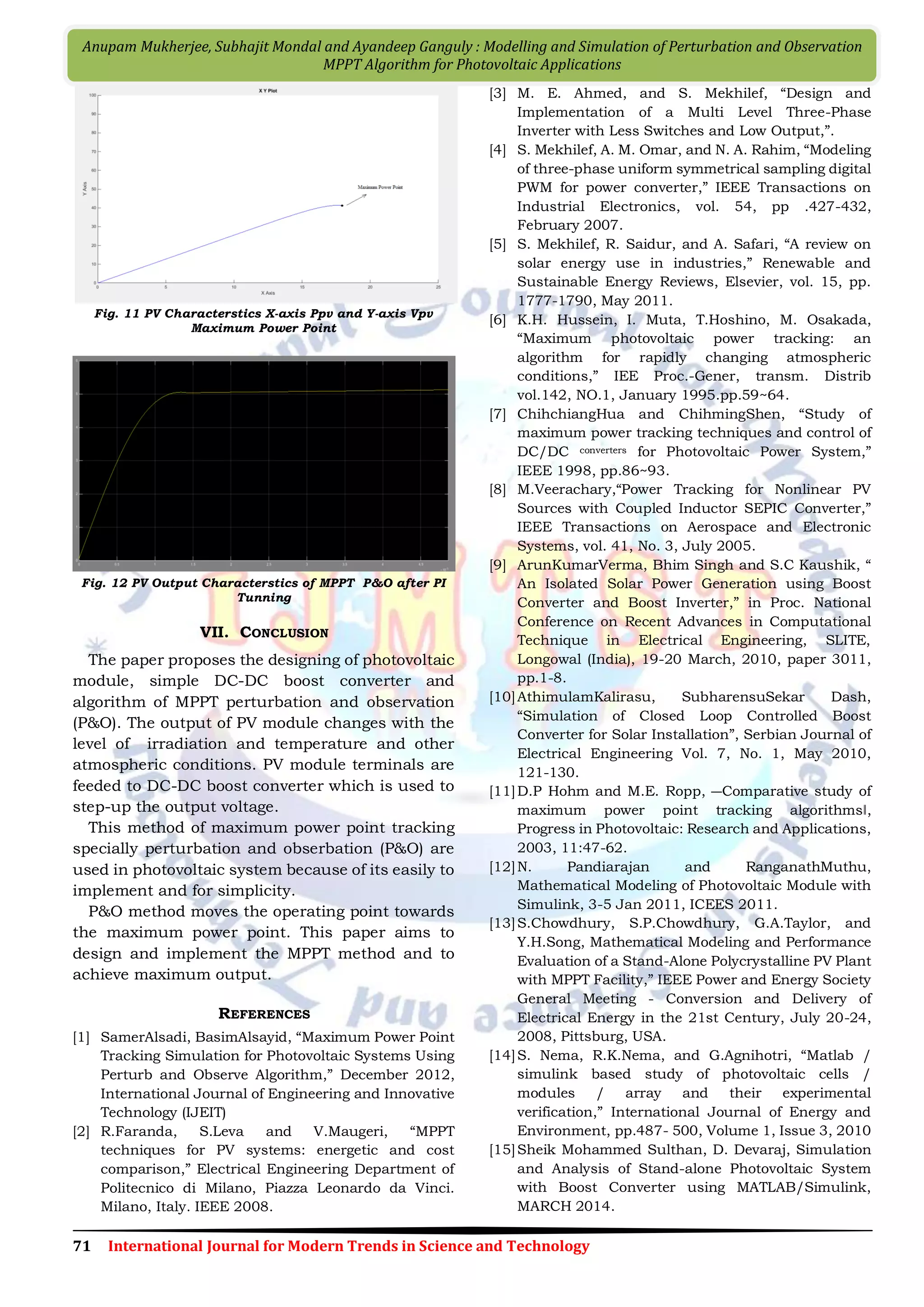 Modelling and Simulation of Perturbation and Observation MPPT Algorithm for Photovoltaic ...