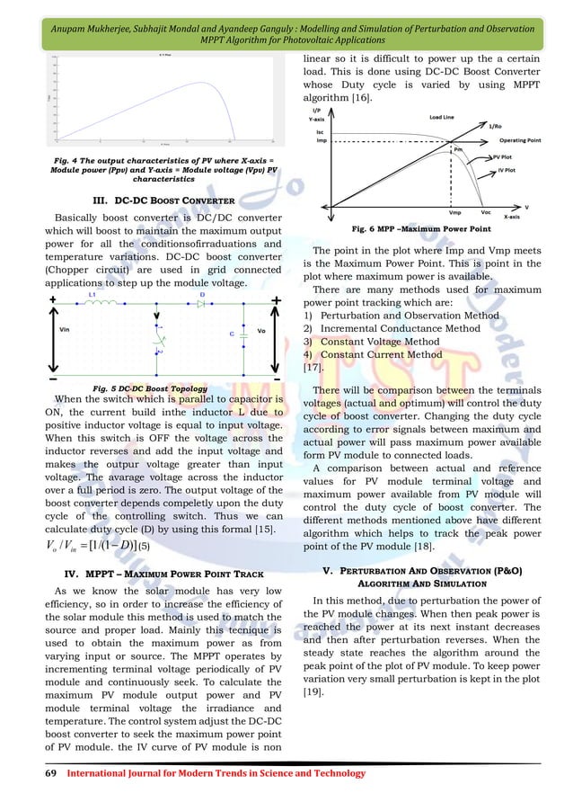 Modelling And Simulation Of Perturbation And Observation Mppt Algorithm