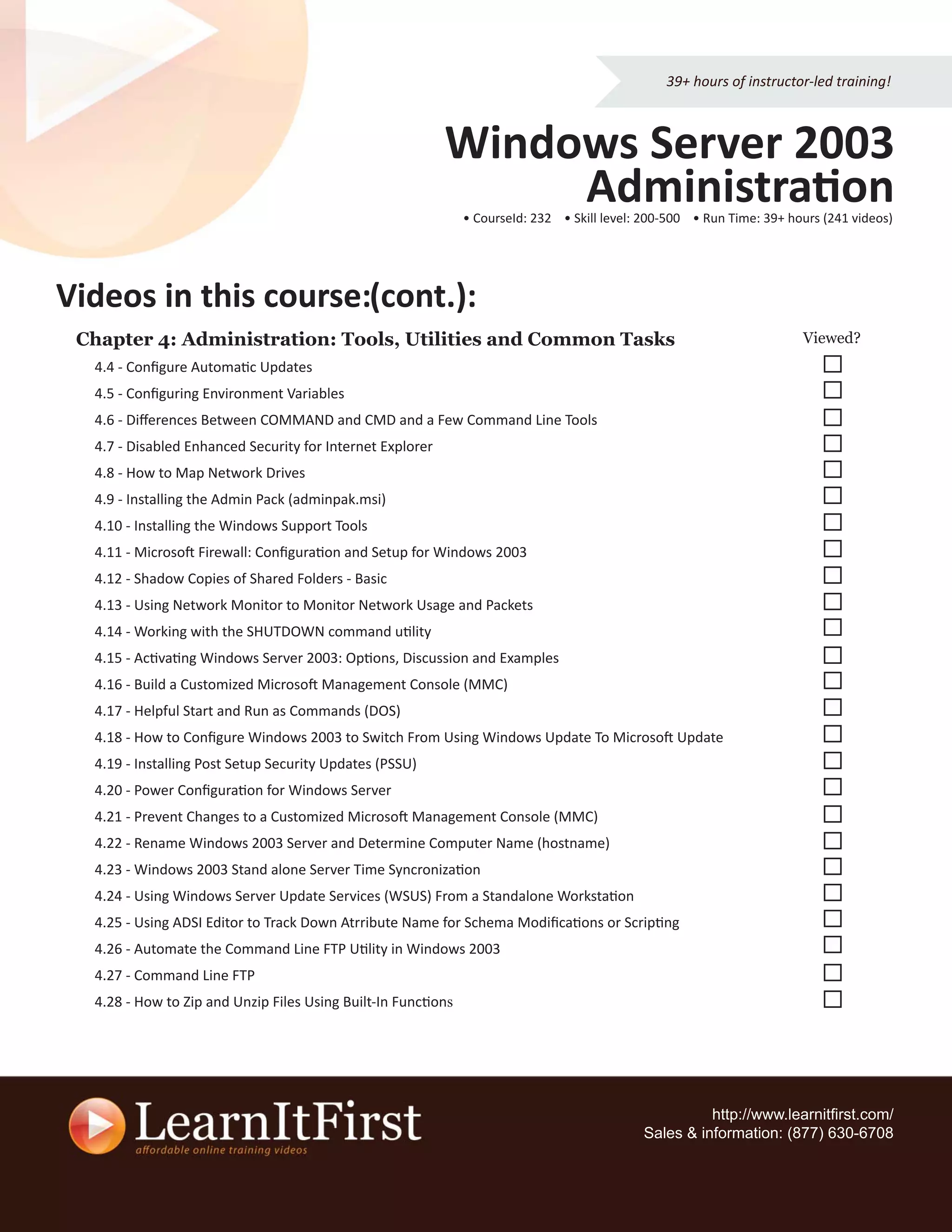 Windows Server 2003 Administration | PDF