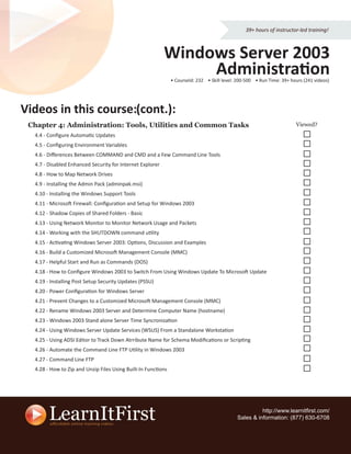 Windows Server 2003 Administration | PDF