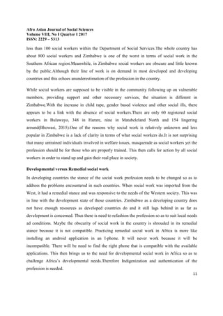 The Social Work Profession in Zimbabwe: A Critical Approach on the ...